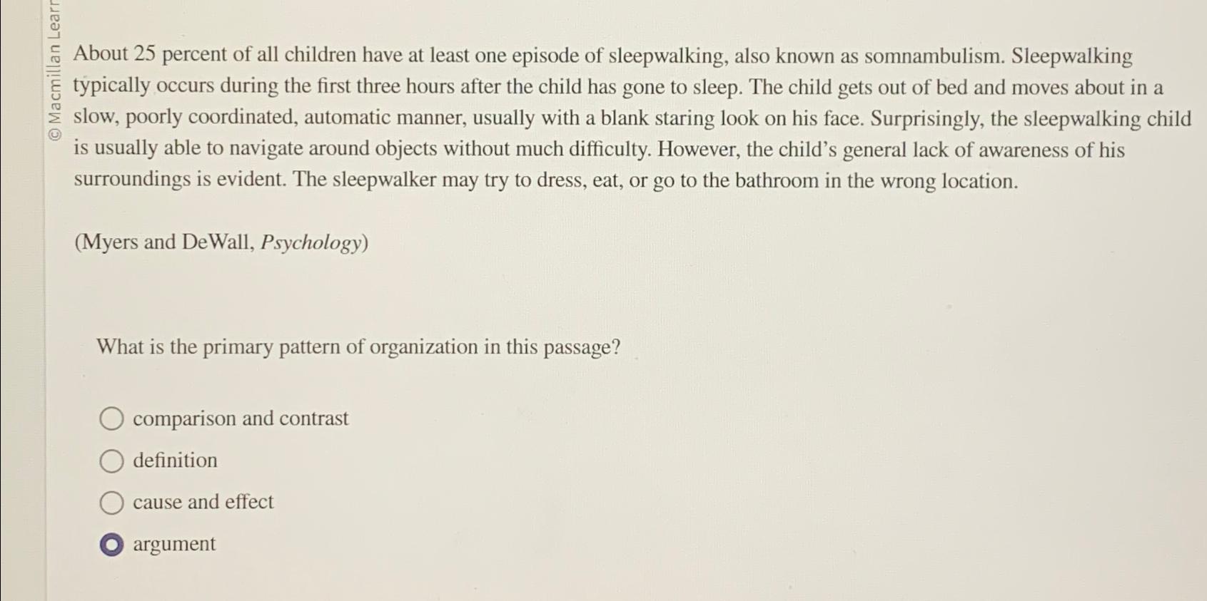 Solved What is the primary pattern of organization in this | Chegg.com