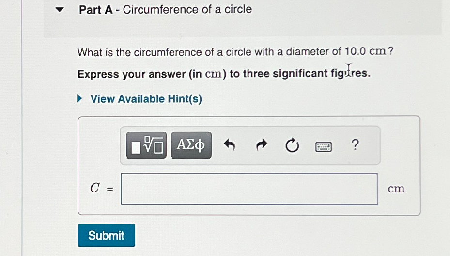 Solved Part A - ﻿Circumference of a circleWhat is the | Chegg.com