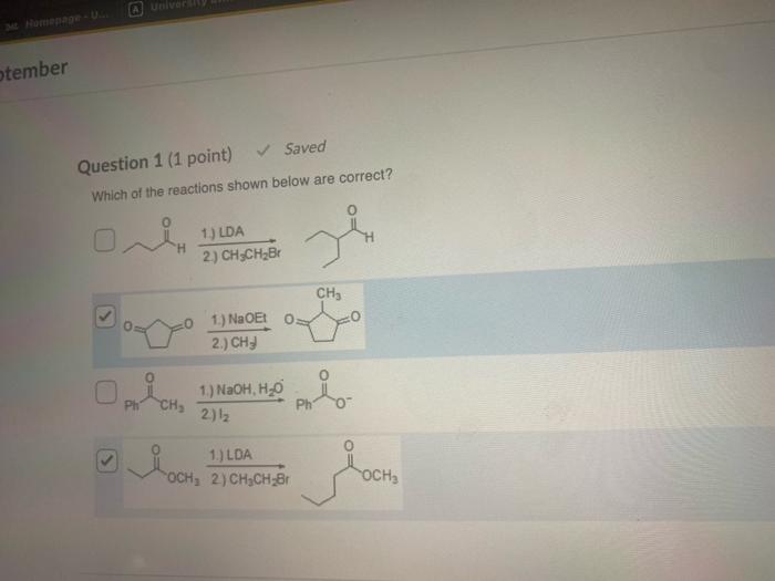 Solved Which of the reactions shown below are correct? 2) | Chegg.com