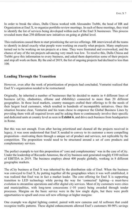 Enel X: Driving Digital Transformation in the Energy | Chegg.com