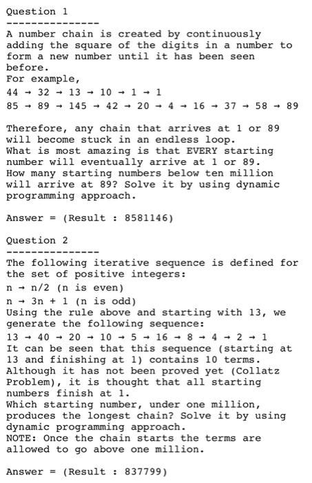 Solved Question 1 A number chain is created by continuously | Chegg.com
