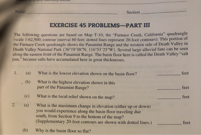 Name Section EXERCISE 45 PROBLEMS-PART III The | Chegg.com