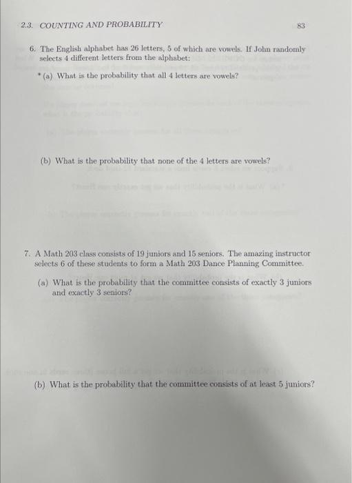 Solved Counting and Probability Exercises Name: An exercise | Chegg.com