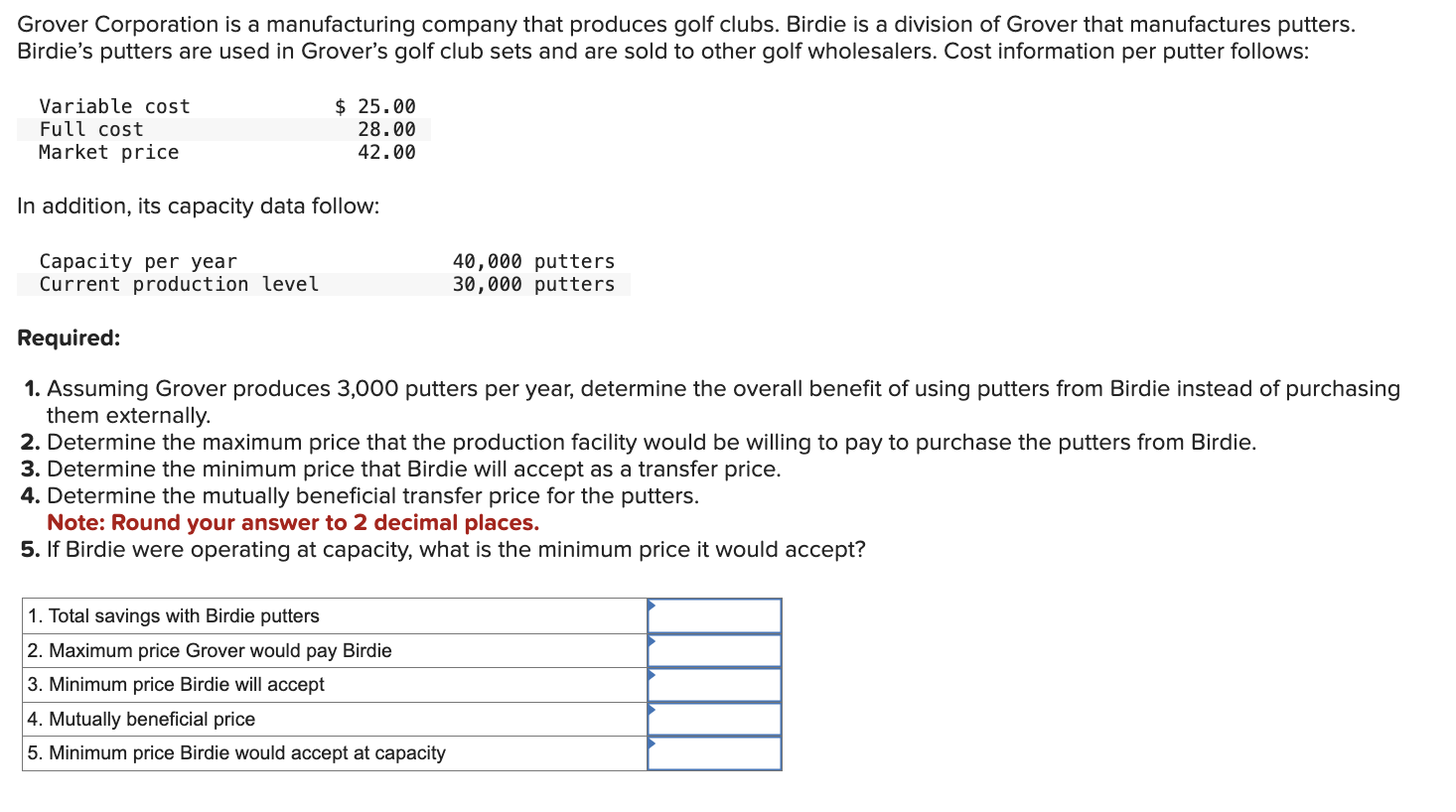 Solved Grover Corporation is a manufacturing company that | Chegg.com
