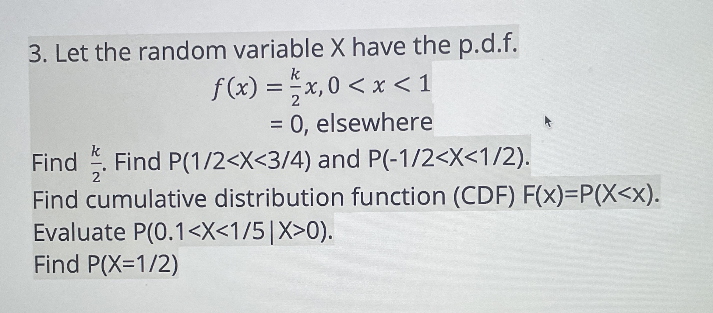 Solved Let the random variable x ﻿have the p.d.f.)=(12 | Chegg.com