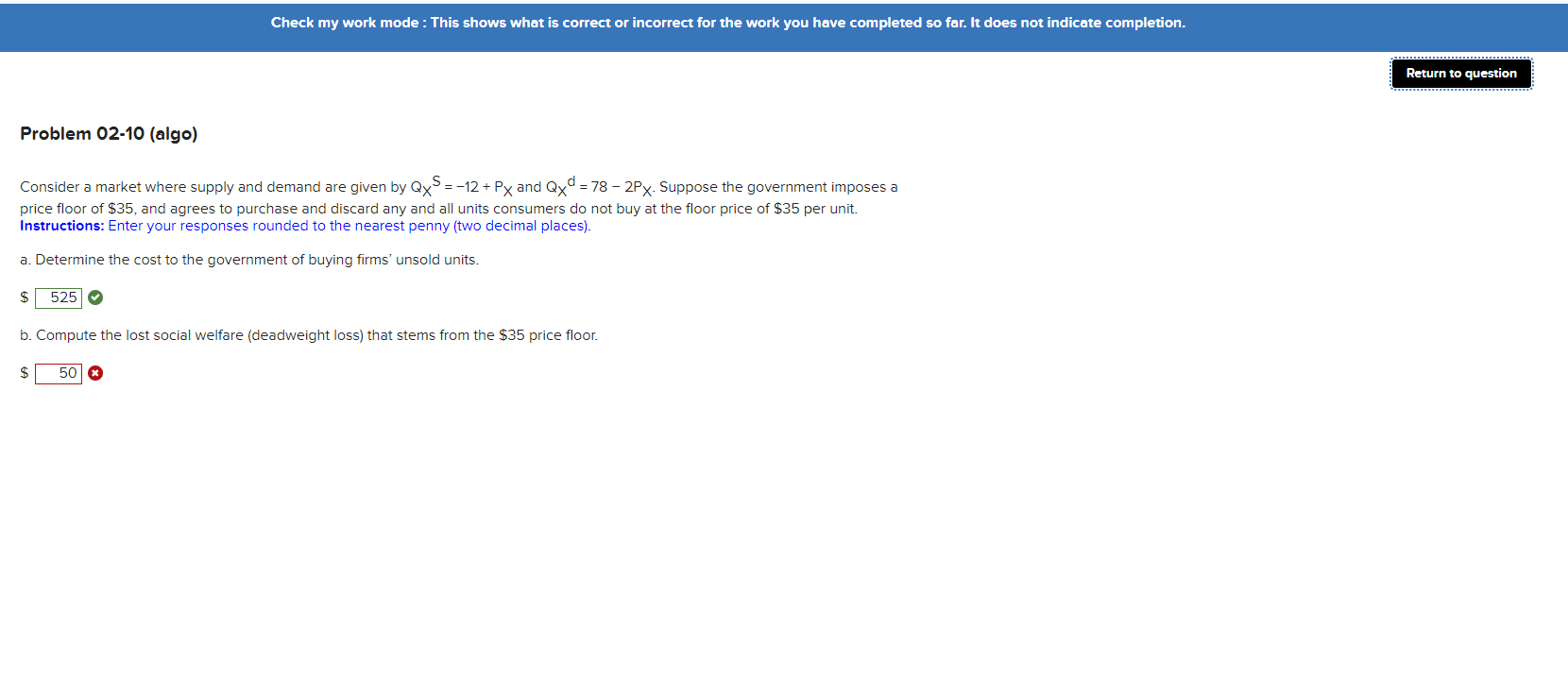 Solved Problem 02-10 (algo)Consider a market where supply | Chegg.com
