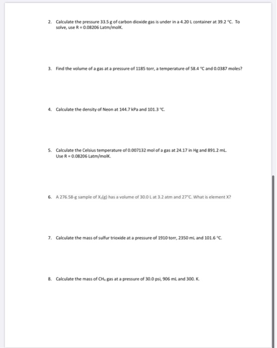 Solved Name: Lab Problem Set 11: Gases Directions: Solve the | Chegg.com