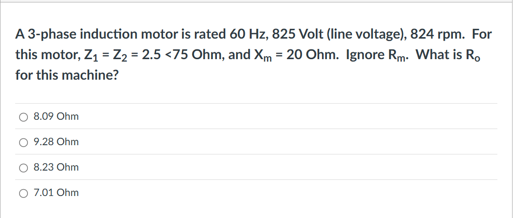 Solved A 3-phase induction motor is ﻿rated 60Hz,825 ﻿Volt | Chegg.com