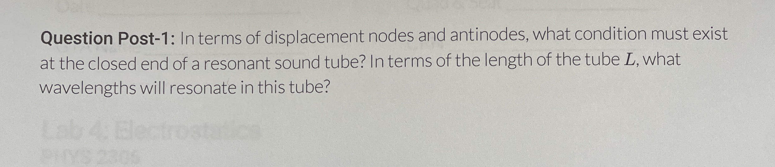 Solved Question Post-1: In terms of displacement nodes and | Chegg.com