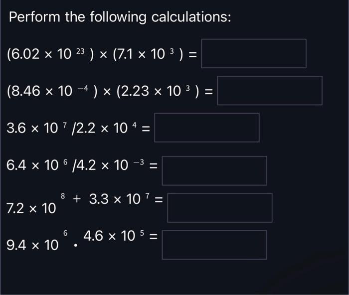 Solved Perform the following calculations: | Chegg.com