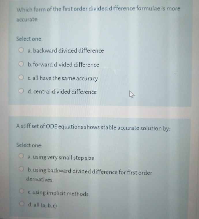 Solved Which form of the first order divided difference | Chegg.com