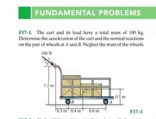 Solved FUNDAMENTAL PROBLEMS F17-1. The cart and its load | Chegg.com