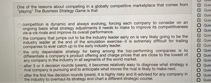 Solved One of the lessons about competing in a globally | Chegg.com