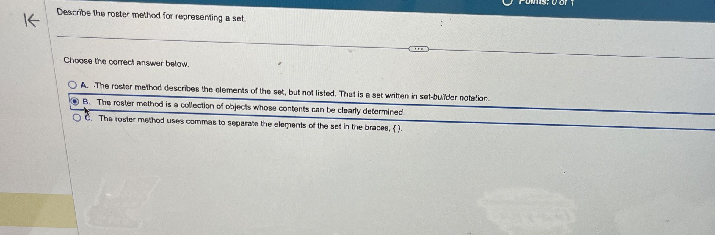 Solved Describe the roster method for representing a | Chegg.com