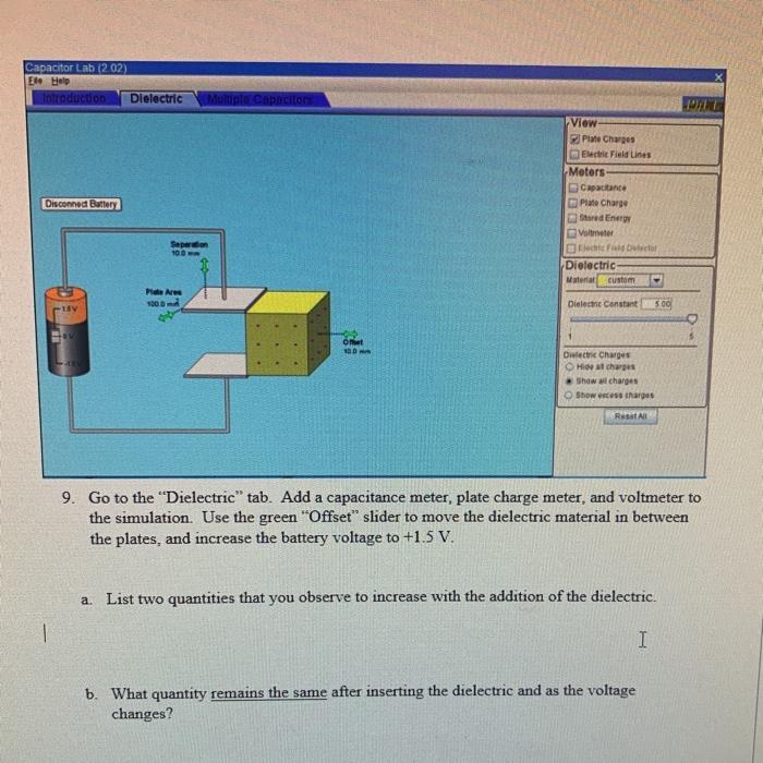Solved Capacitor Lab (202) Et Help Introduction Dielectric | Chegg.com