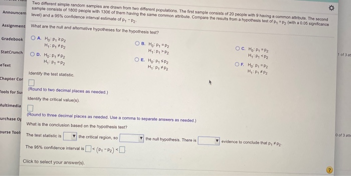 Solved Two different simple random samples are drawn from | Chegg.com