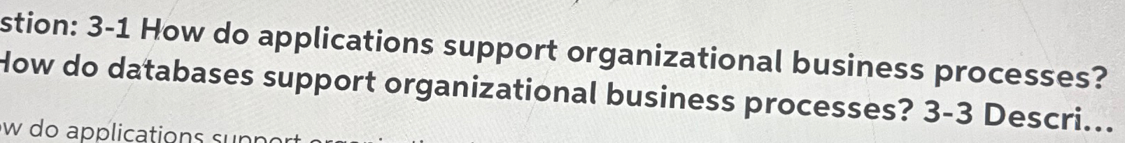 Solved s How do databases support organizational business | Chegg.com