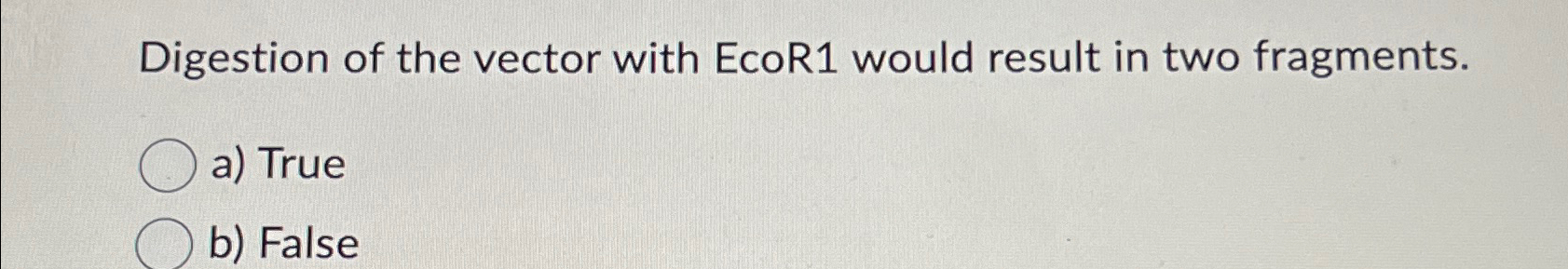 Solved Digestion of the vector with EcoR1 ﻿would result in | Chegg.com