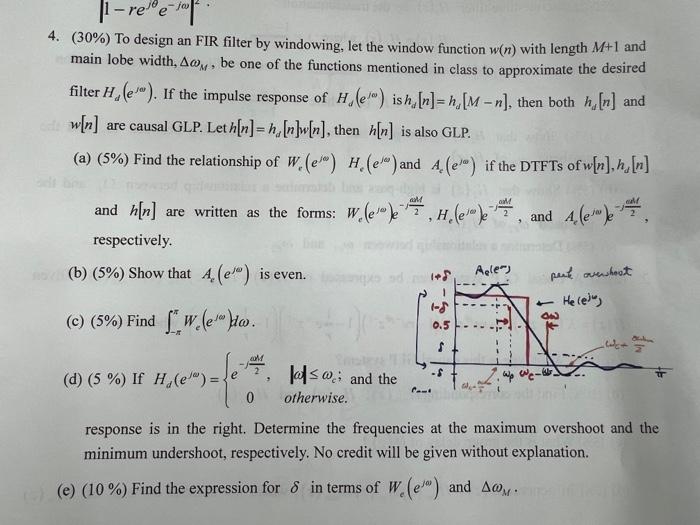Solved 4. (30%) To design an FIR filter by windowing, let | Chegg.com