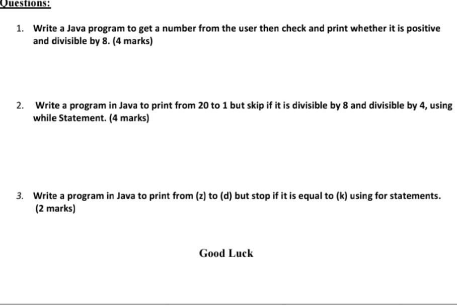 Solved 1. Write a Java program to get a number from the user | Chegg.com