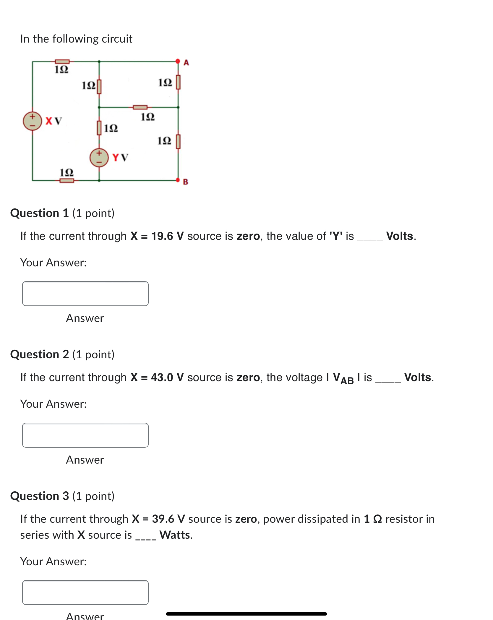 Solved In the following circuitQuestion 1 (1 ﻿point)If the | Chegg.com