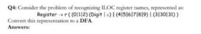 Solved Q4: Consider the problem of recognizing ILOC register | Chegg.com