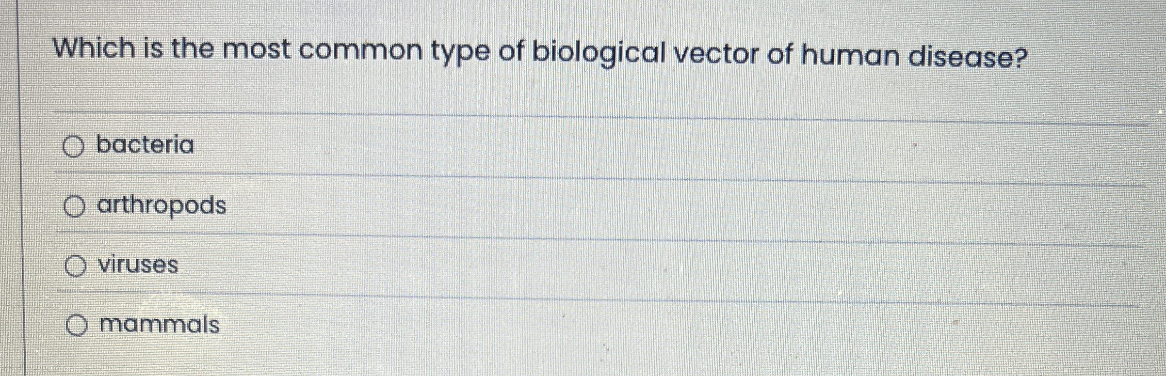 Solved Which is the most common type of biological vector of | Chegg.com