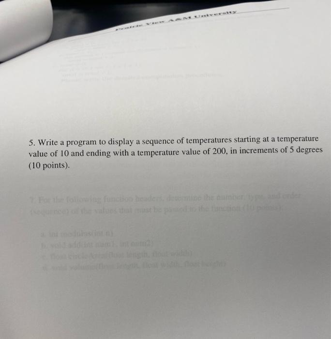 Solved 5. Write a program to display a sequence of | Chegg.com