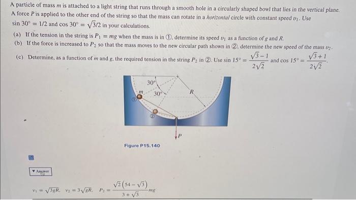 Solved A particle of mass m is attached to a light string | Chegg.com