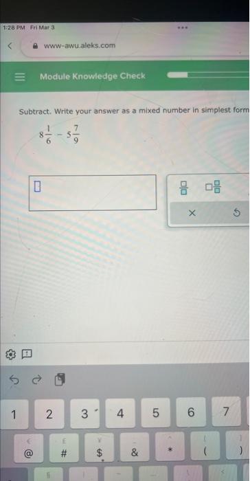 Solved Subtract. Write your answer as a mixed number in | Chegg.com