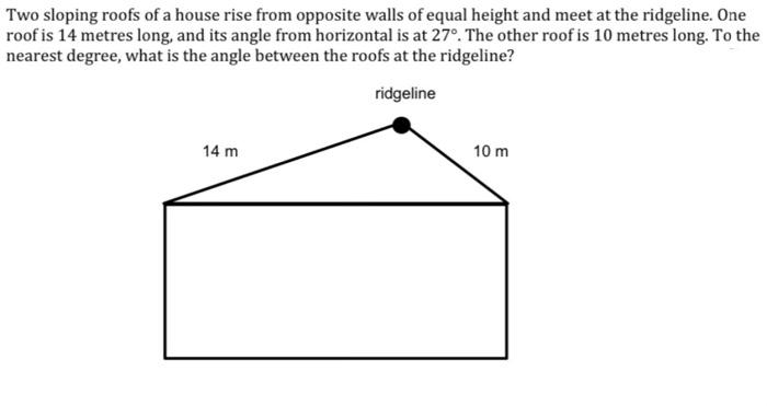 Solved Two sloping roofs of a house rise from opposite walls | Chegg.com