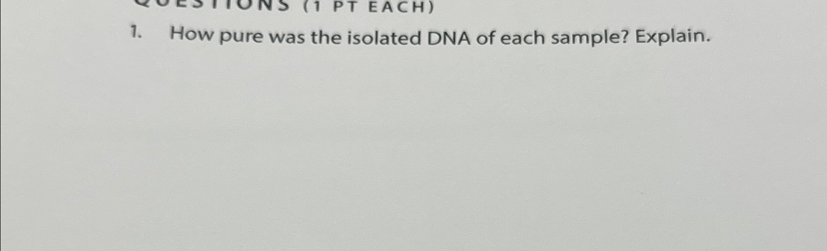 Solved How pure was the isolated DNA of each sample? | Chegg.com