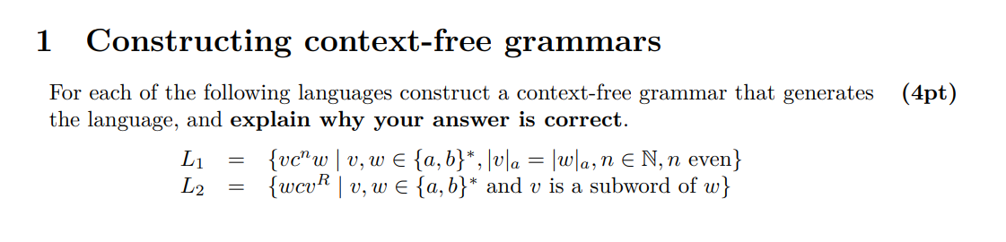 Solved 1 Constructing context-free grammarsFor each of the | Chegg.com Solved 1 Constructing context-free grammarsFor each of the | Chegg.com