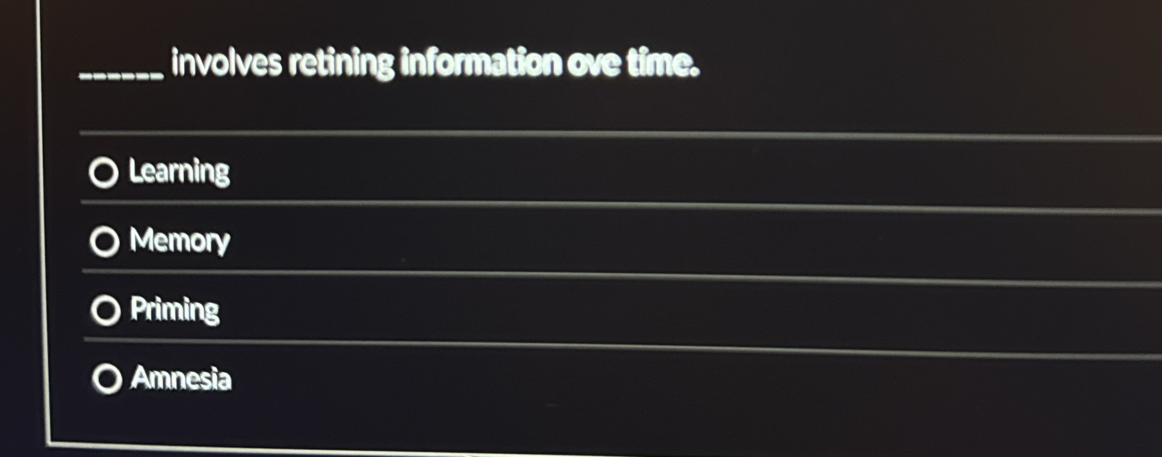 Solved q, ﻿involves retining information ove | Chegg.com