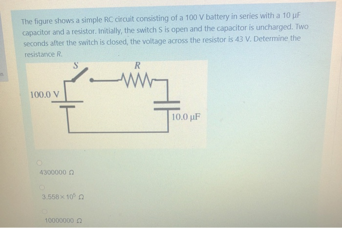 Solved The figure shows a simple RC circuit consisting of a | Chegg.com