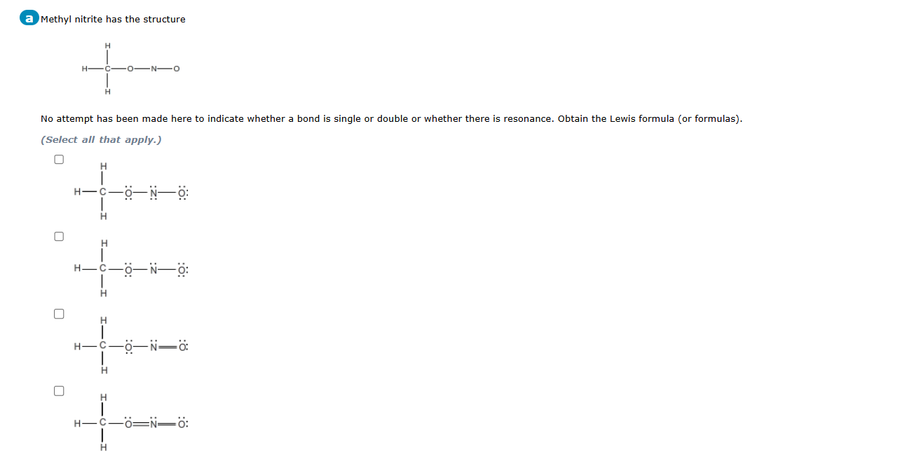 Solved Methyl nitrite has the structure No attempt has been | Chegg.com