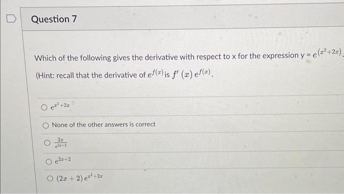 Solved Which of the following gives the derivative with | Chegg.com