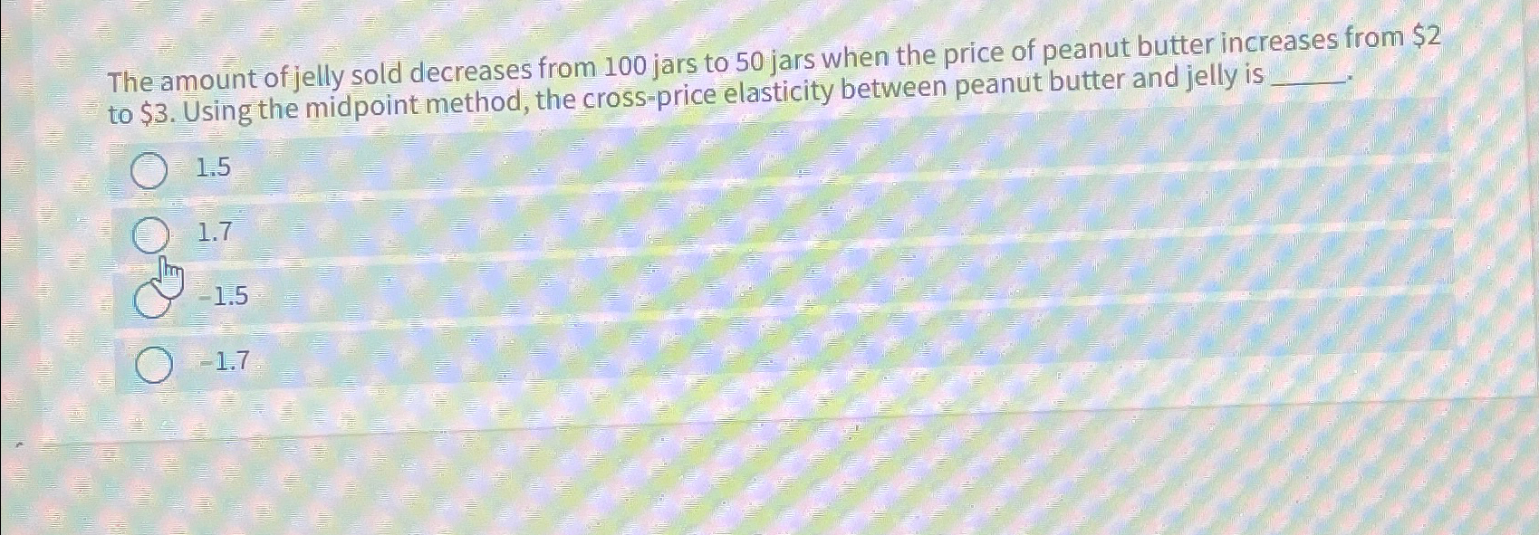 Solved The amount of jelly sold decreases from 100 ﻿jars to | Chegg.com