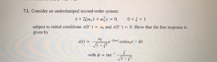Solved 7.1. Consider an underdamped second-order system: * | Chegg.com