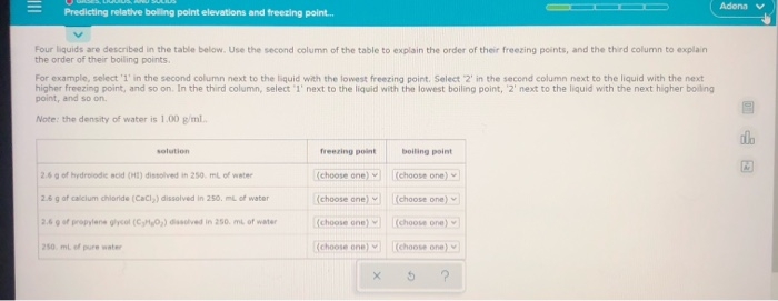 Solved Adona v Predicting relative boling point elevations | Chegg.com