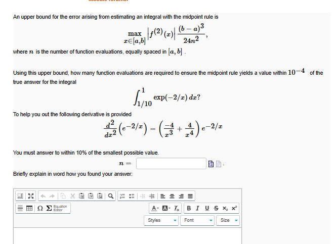 Solved An upper bound for the error arising from estimating | Chegg.com