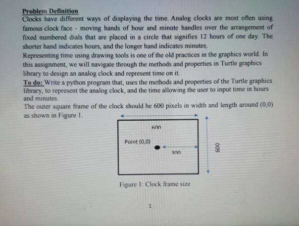 Solved Problem Definition Clocks have different ways of | Chegg.com