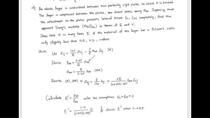 Solved 4. An elastic layer is sandwiched between two | Chegg.com
