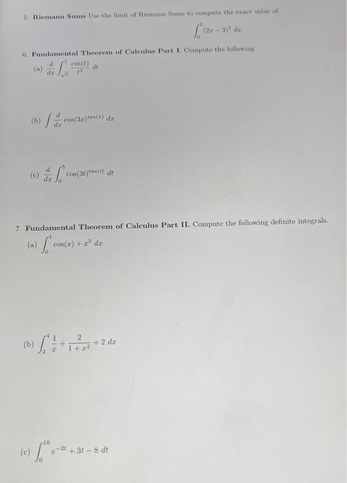 Solved Rienman sums- use the limits of Riemann Sums to | Chegg.com
