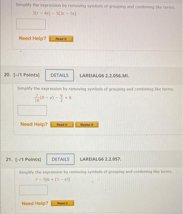 Solved Simplify the expression by removing symbols of | Chegg.com