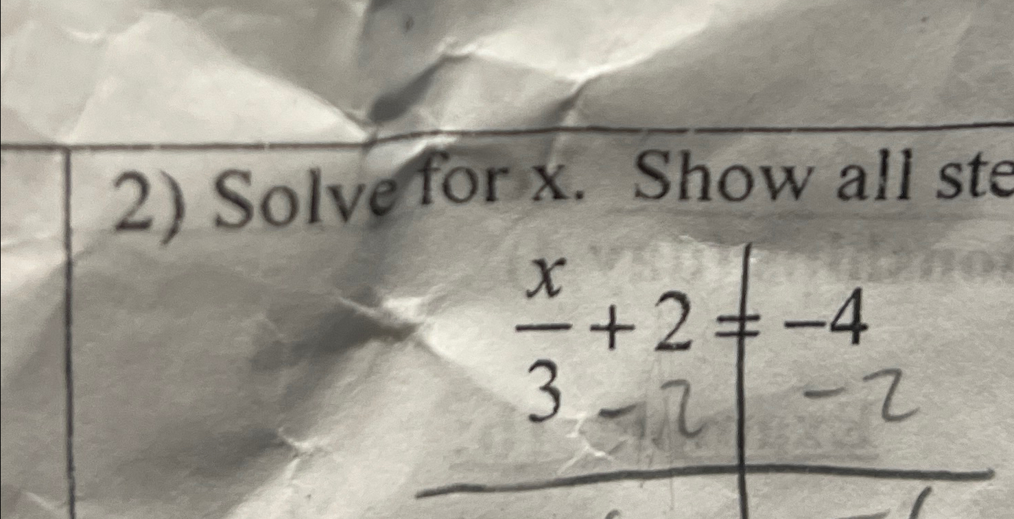 Solved Solve for x. ﻿Show all stex3+2=-4 | Chegg.com