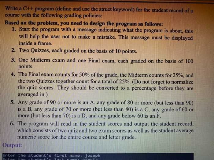 Solved Write a CH program (define and use the struct | Chegg.com