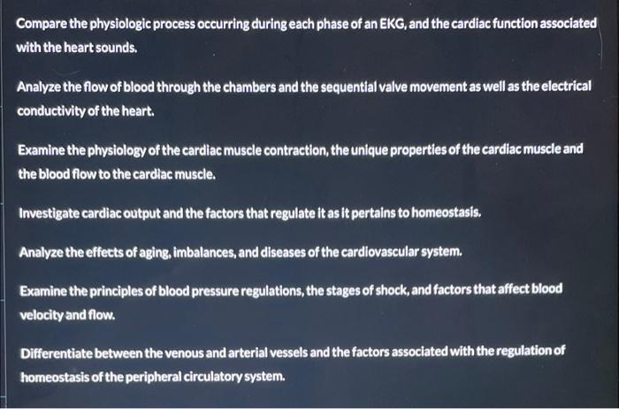 Compare the physiologic process occurring during each | Chegg.com