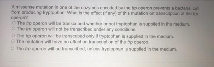 Solved A missense mutation in one of the enzymes encoded by | Chegg.com