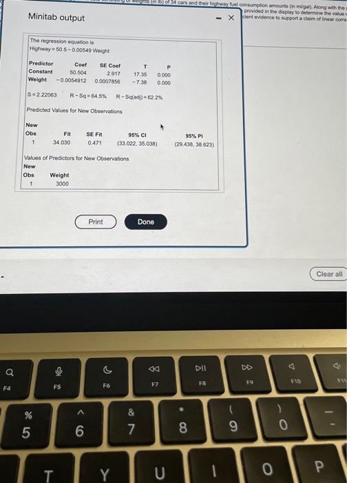 Solved The knew ionniaben coefficart in: Minitab output | Chegg.com